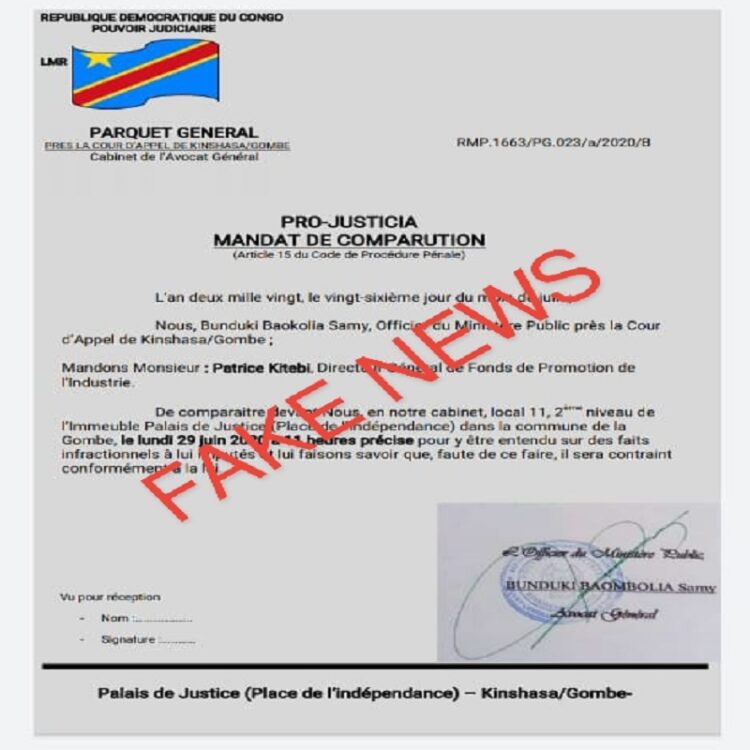 Justice : un faux mandat de comparution contre Patrice Kitebi en ...